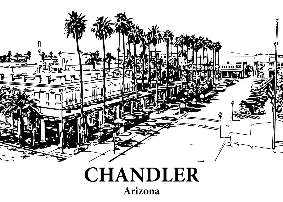 'Chandler Arizona Streetscape Drawing' Poster, picture, metal print ...