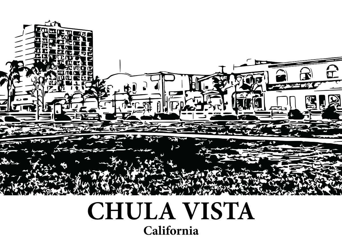 'Chula Vista California Streetscape Drawing' Poster, picture, metal ...