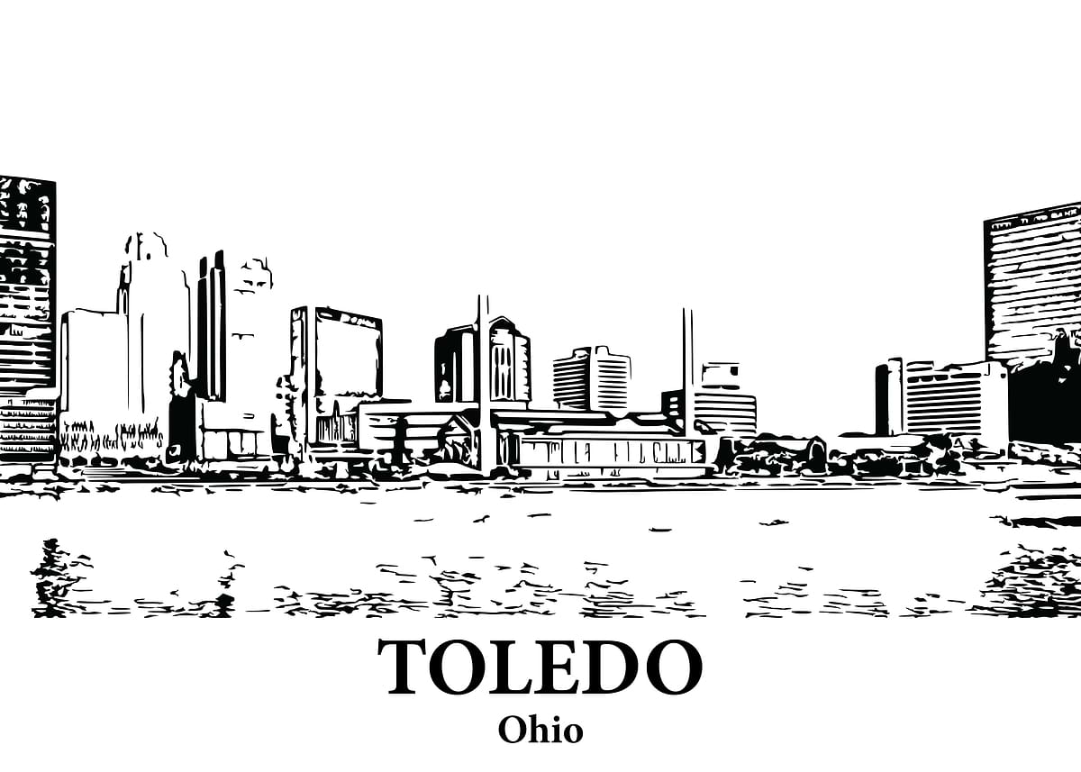 'Toledo Ohio Skyline Drawing' Poster, picture, metal print, paint by ...