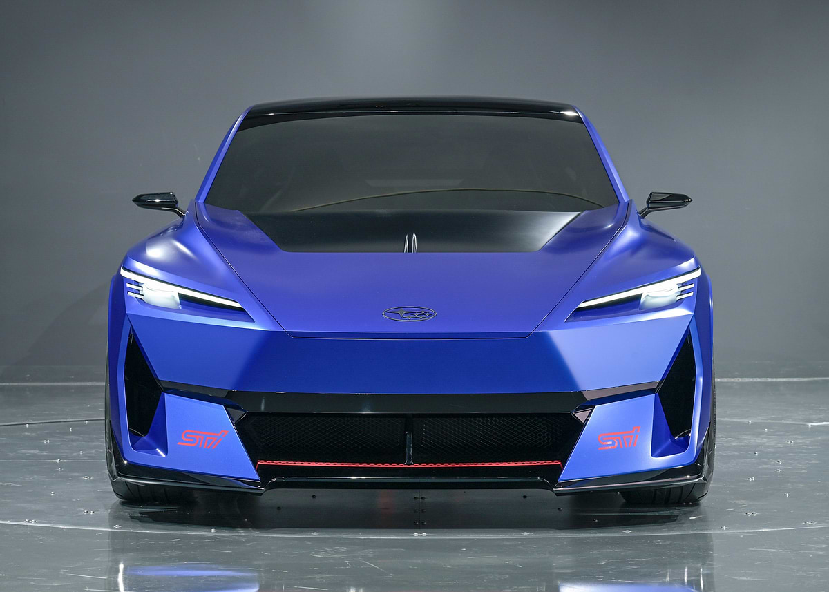 'Blue Subaru STI Concept Car Front View' Poster, picture, metal print ...