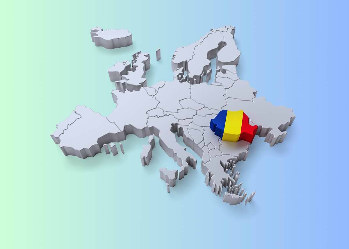 'Europe Map with Romania Highlighted' Poster, picture, metal print ...