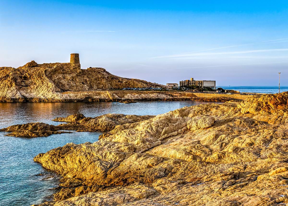 'Golden Light Genoese Tower Rocky Coastline Ile Rousse Corsica Fine Art ...