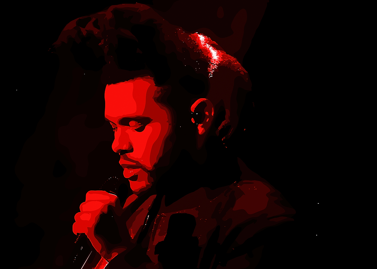 'The Weeknd in Red Spotlight' Poster, picture, metal print, paint by ...