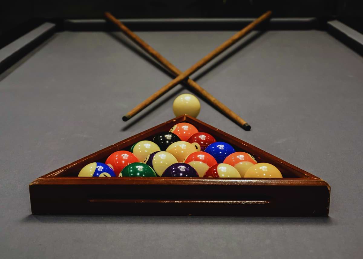 'Billiards Pool Table with Balls and Cues' Poster, picture, metal print ...