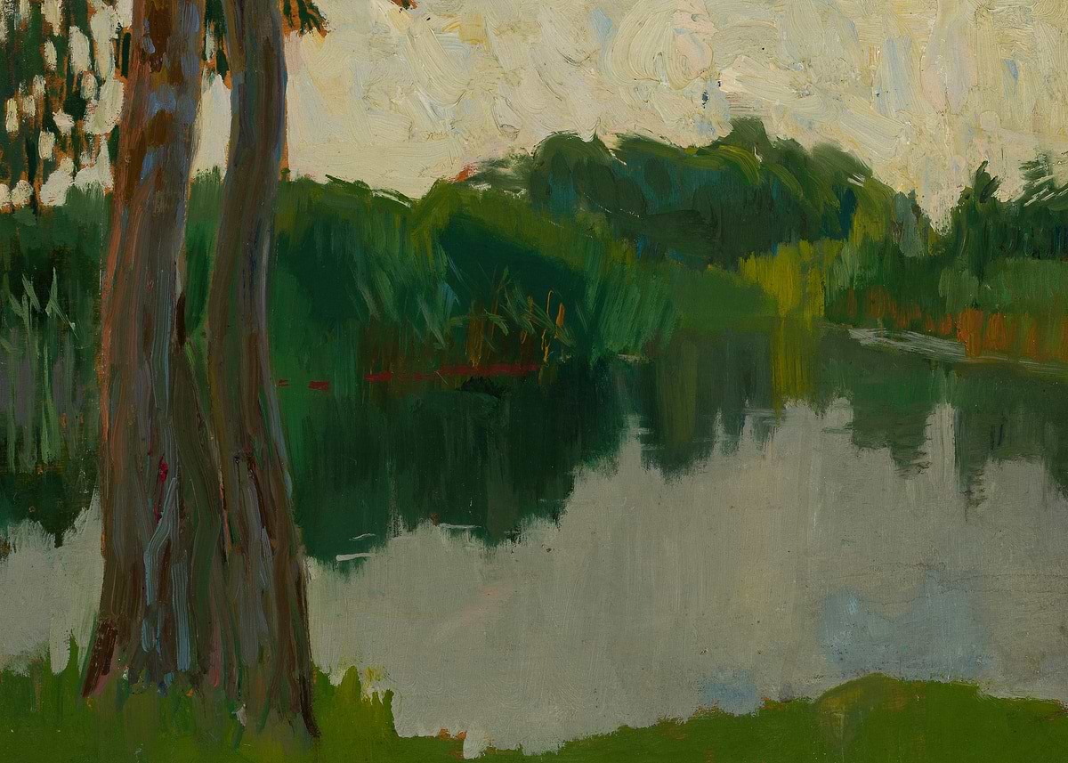 'Impressionistic Lake Landscape Painting' Poster, picture, metal print ...