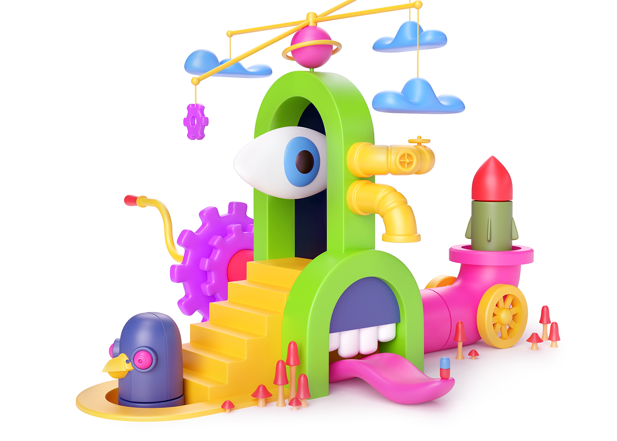 'Colorful Cartoon Play Structure' Poster, picture, metal print, paint ...