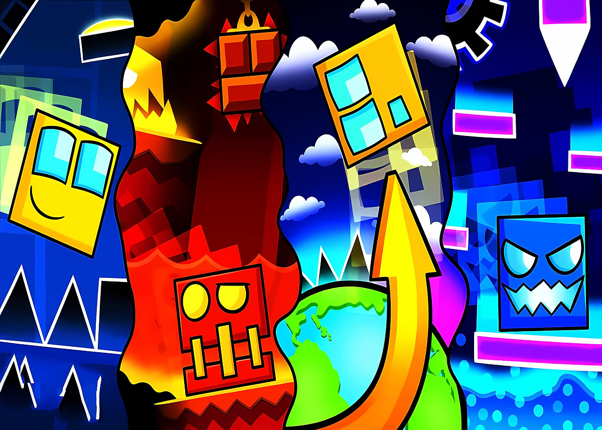 'Geometry Dash Colorful Abstract' Poster, picture, metal print, paint ...