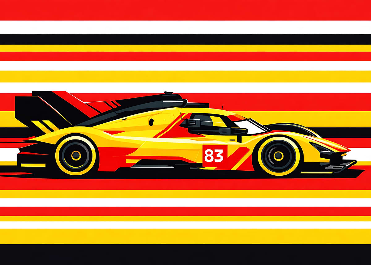 'Yellow & Red #83 Endurance Racing Hypercar Illustration' Poster ...