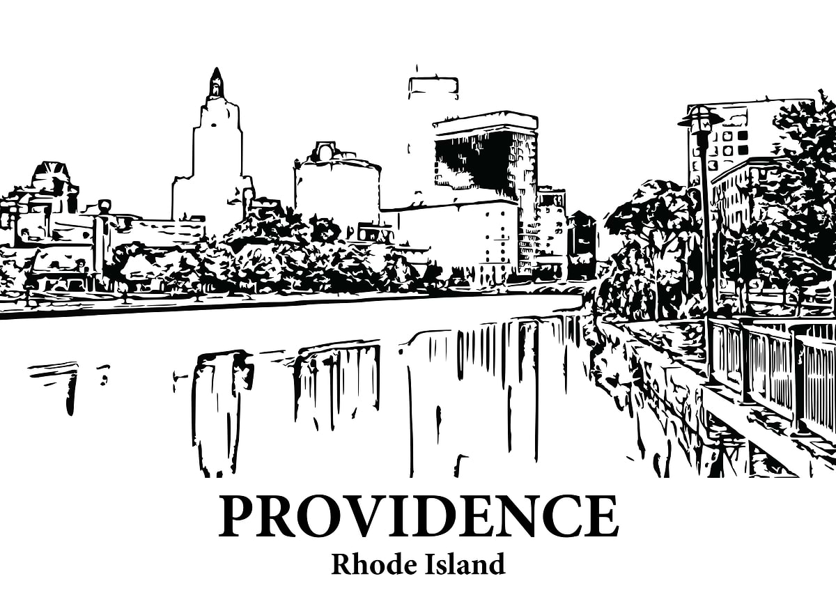 'Providence Rhode Island Skyline Drawing' Poster, picture, metal print ...
