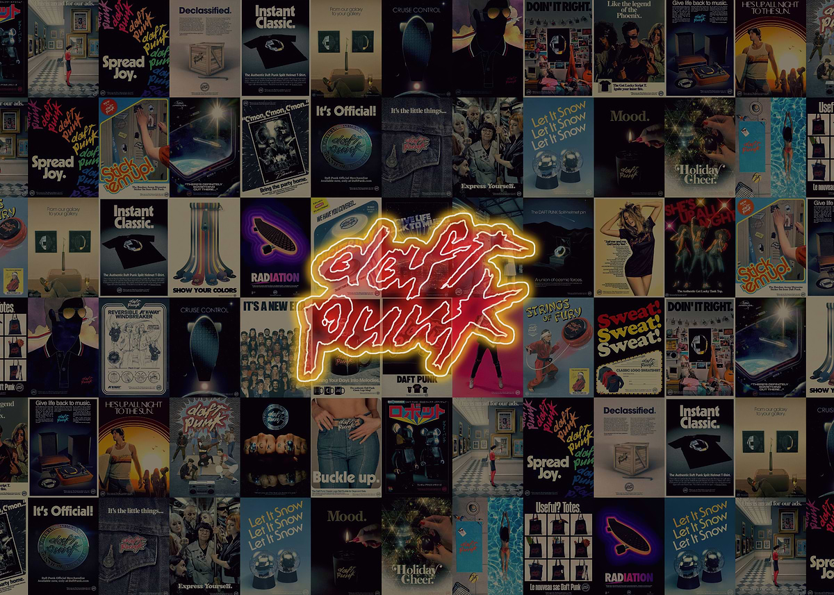 'Daft Punk Neon Collage' Poster, picture, metal print, paint by 甘やかされて ...