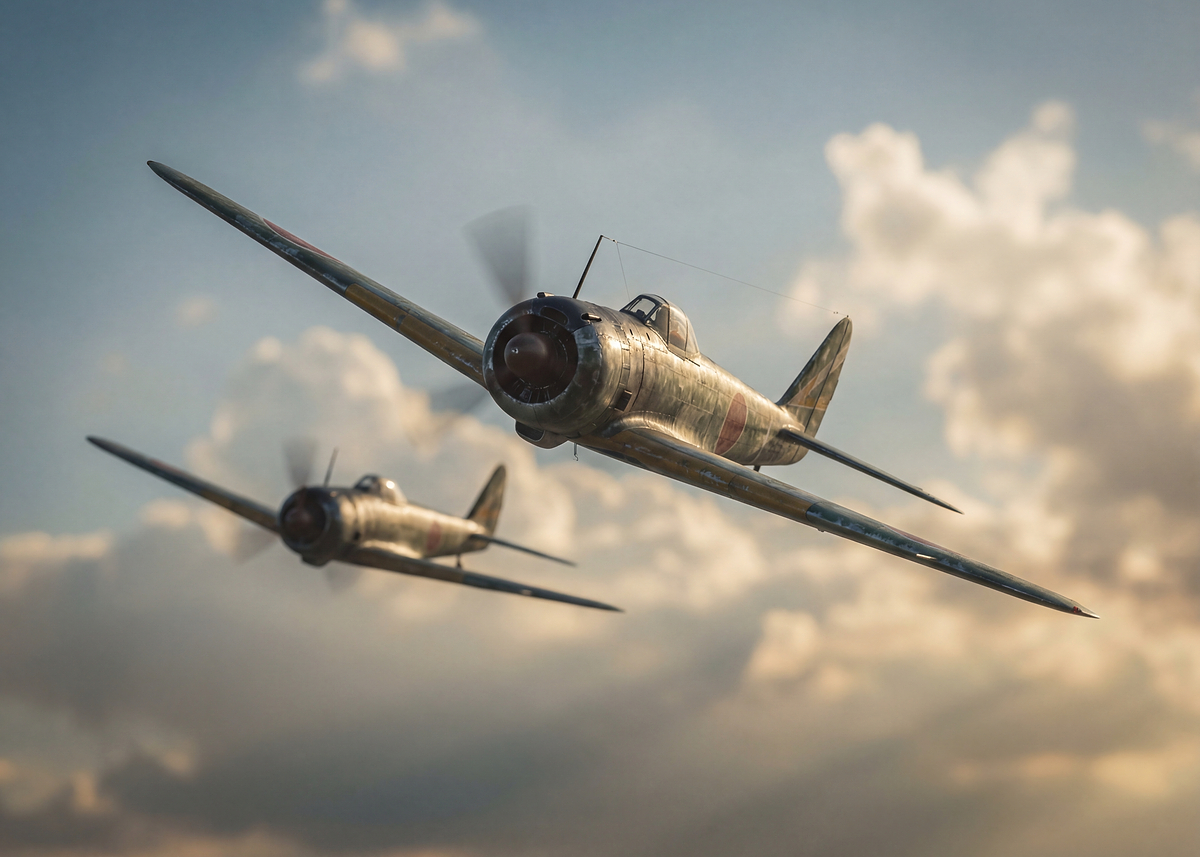 'Two Japanese Planes Flying in Formation' Poster, picture, metal print ...