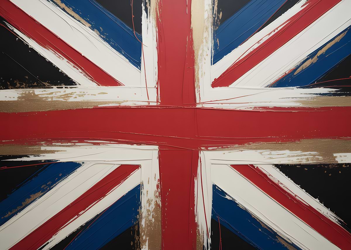'Abstract Union Jack Flag Painting UK' Poster, picture, metal print ...