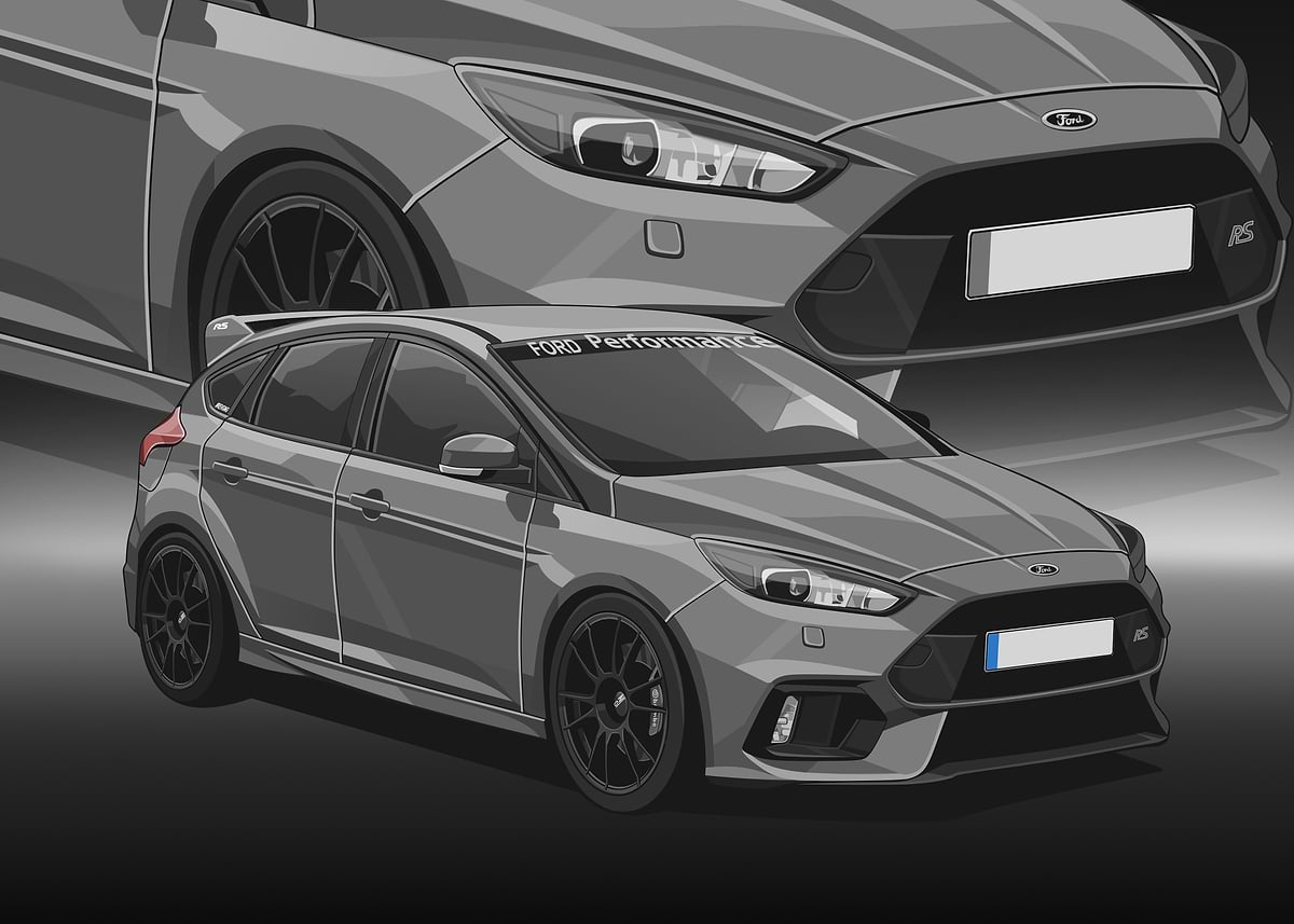 'Ford Focus RS Illustration' Poster, picture, metal print, paint by ...