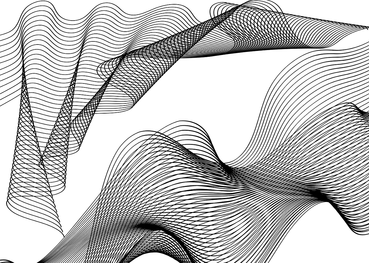 'Abstract Black and White Wavy Lines' Poster, picture, metal print ...