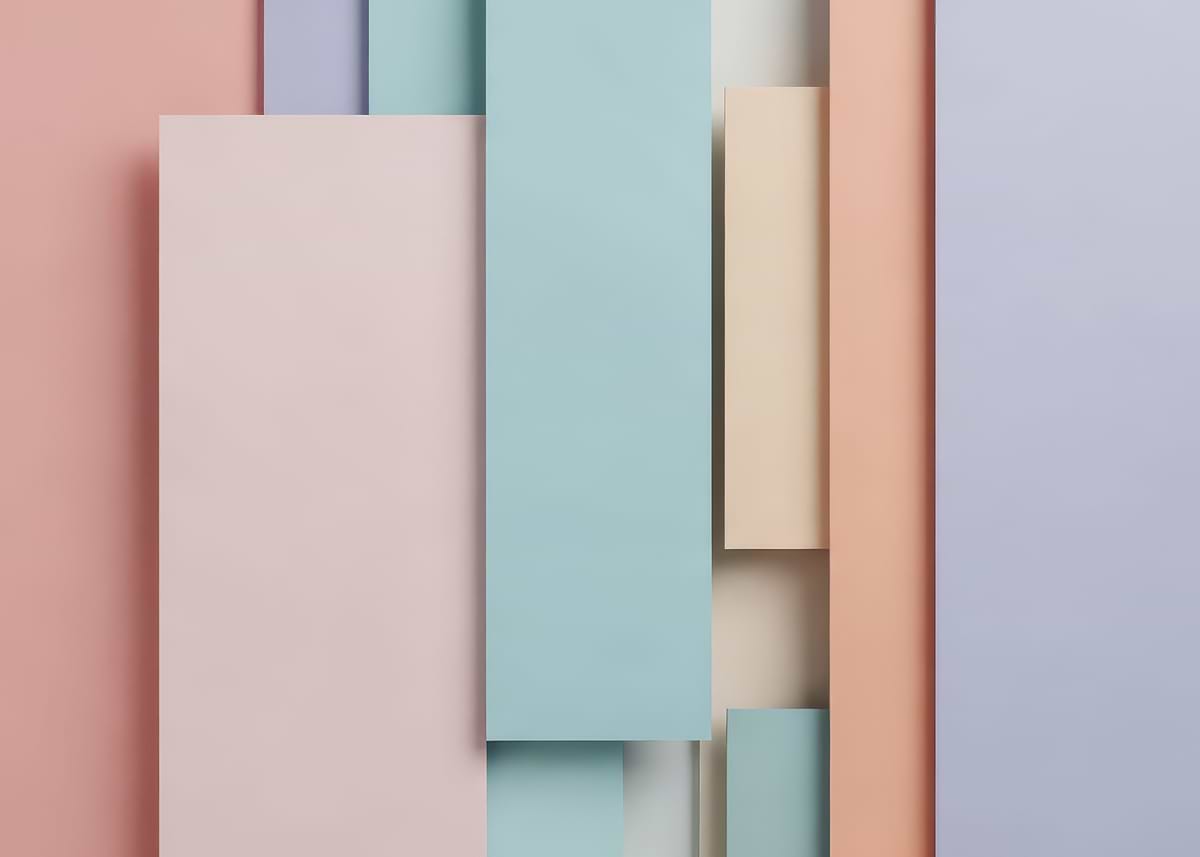 'Geometric Pastel Color Blocks' Poster, picture, metal print, paint by ...