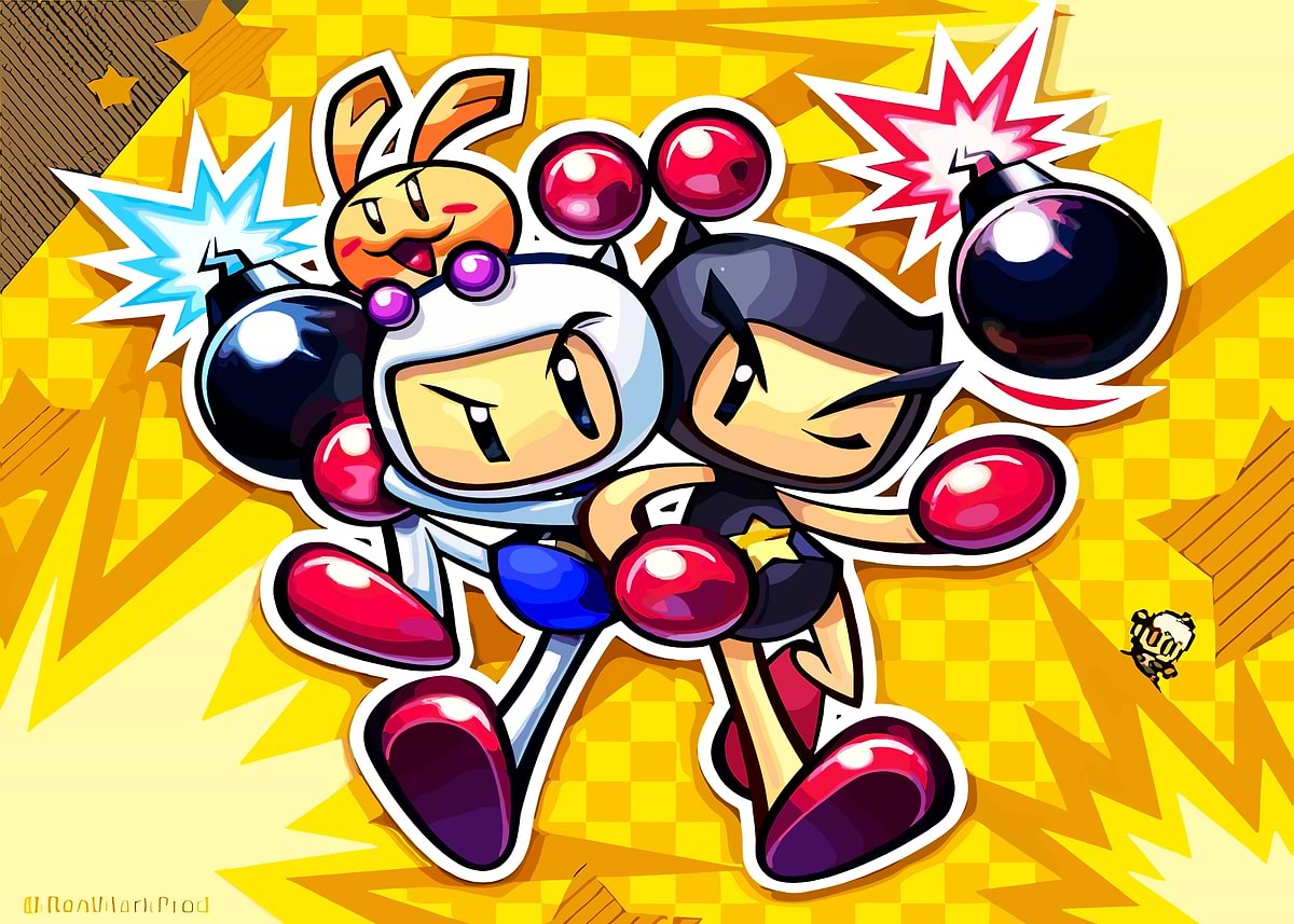 'Bomberman Characters with Bombs' Poster, picture, metal print, paint ...