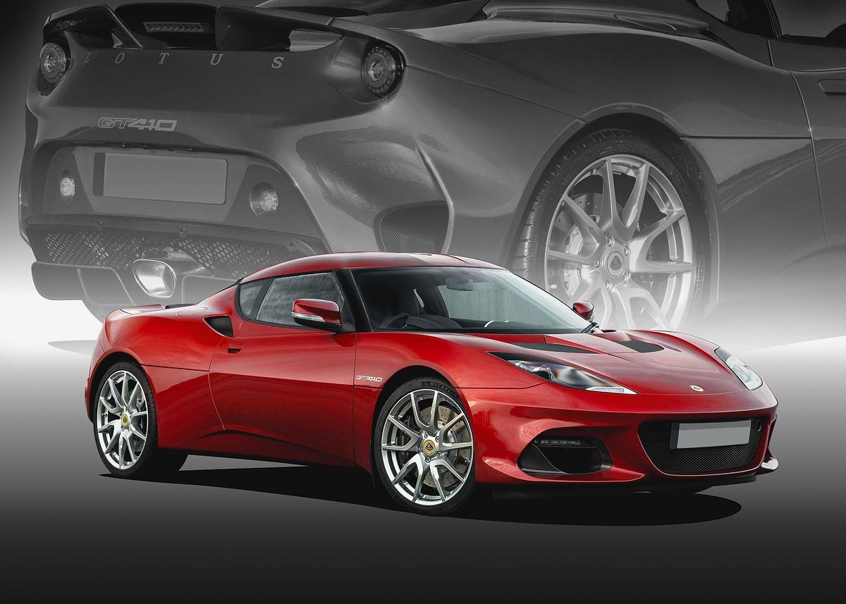 'Red Lotus Evora GT410 Sports Car' Poster, picture, metal print, paint ...