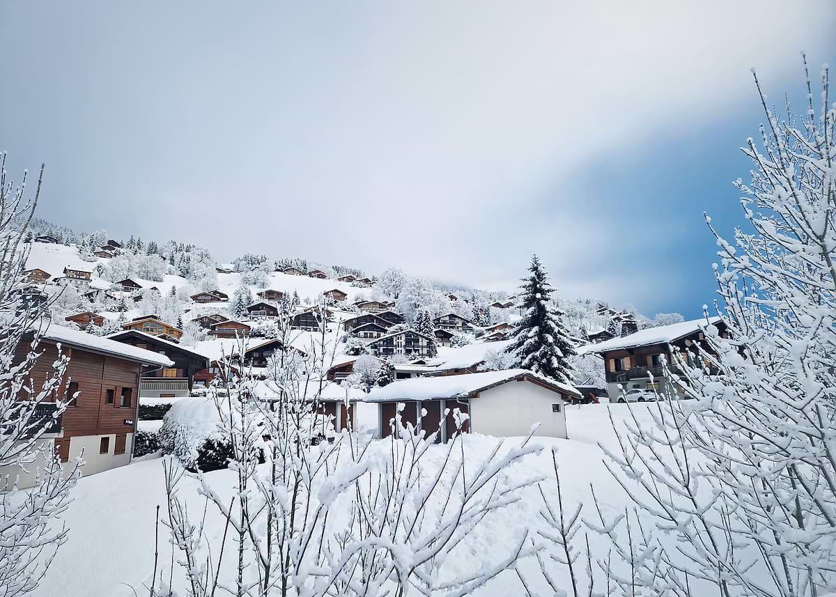 'Snowy Alpine Village Scene' Poster, picture, metal print, paint by ...