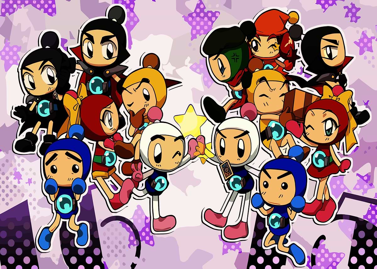 'Bomberman Characters Group' Poster, picture, metal print, paint by ...