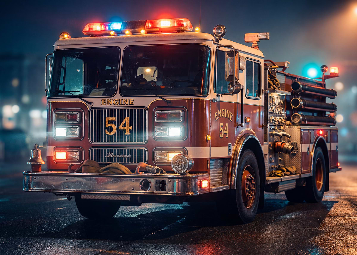 'Fire Engine 54 at Night' Poster, picture, metal print, paint by ...