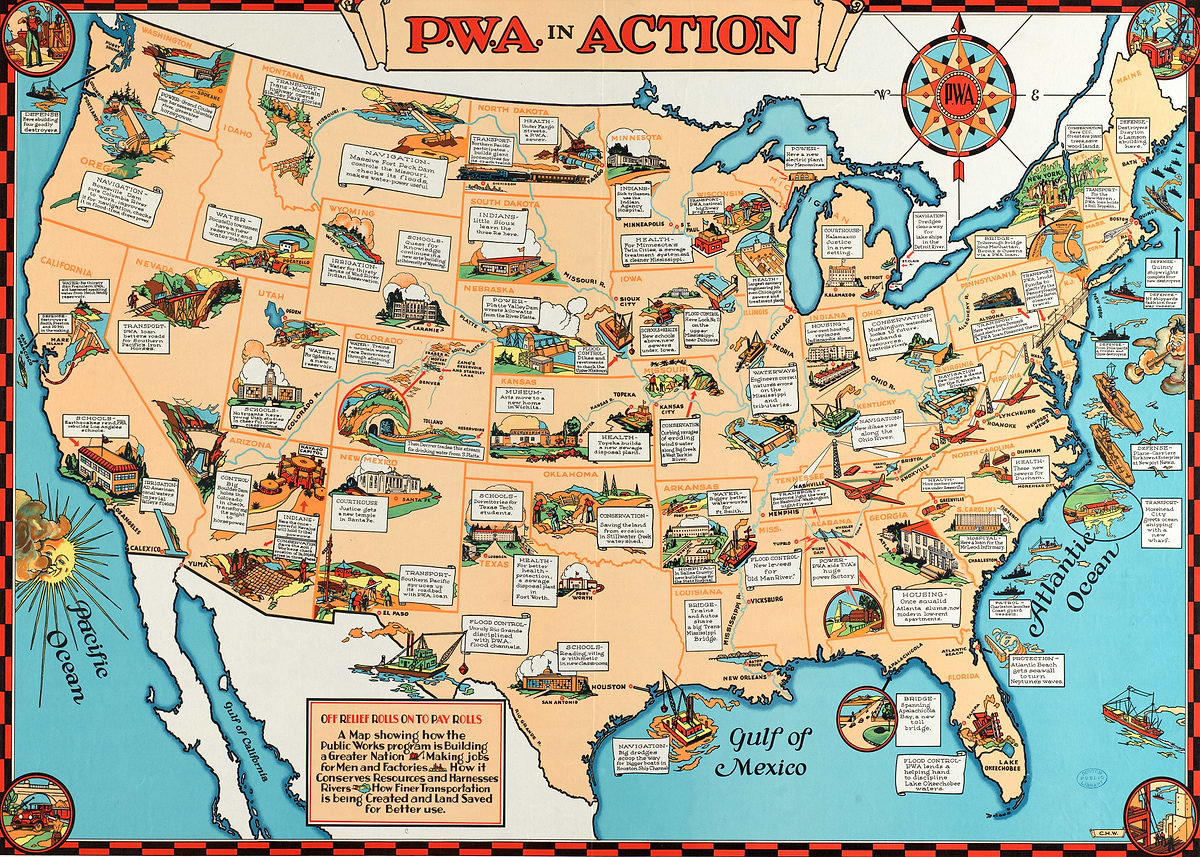 'PWA in Action Map of the USA' Poster, picture, metal print, paint by ...