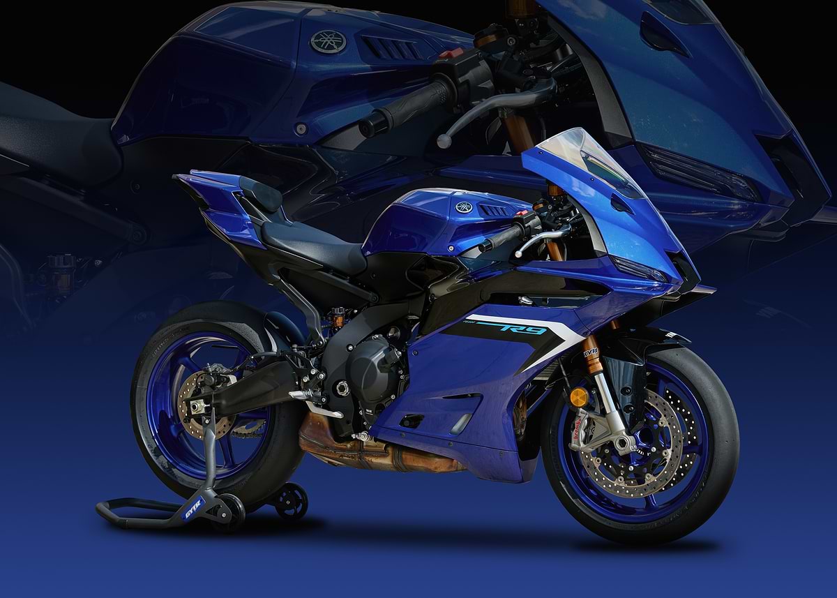 'Blue Yamaha R9 Motorcycle' Poster, picture, metal print, paint by ...