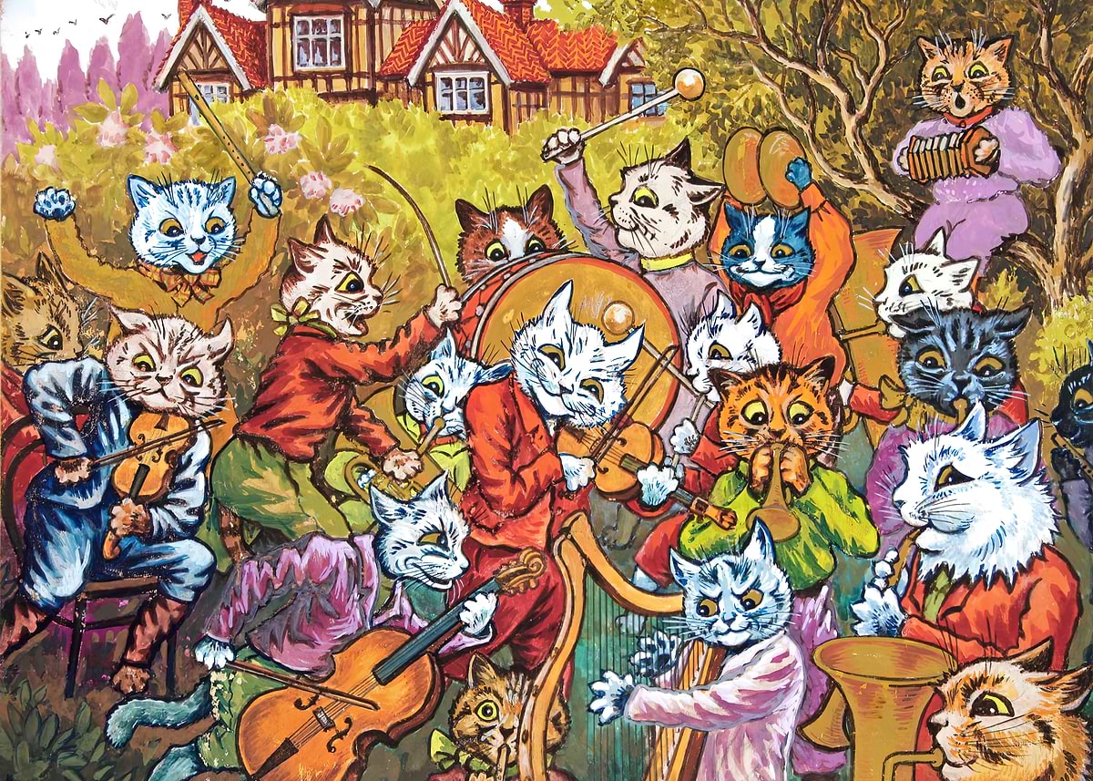 'Orchestra of Cats Playing Music' Poster, picture, metal print, paint ...