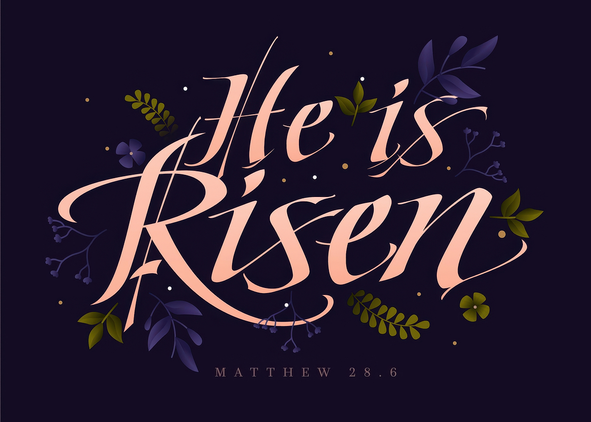 'He is Risen Matthew 28.6' Poster, picture, metal print, paint by ...