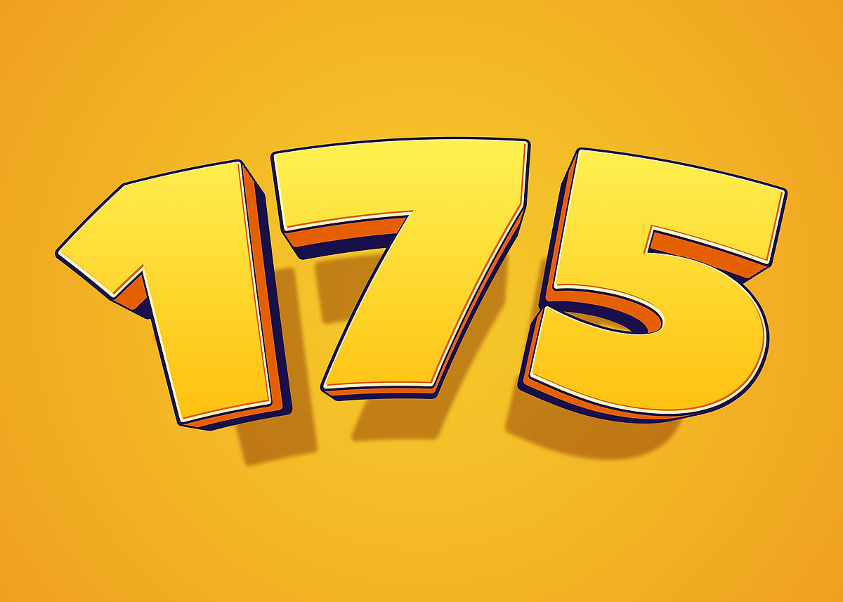 'Number 175 in 3D Yellow Font' Poster, picture, metal print, paint by ...