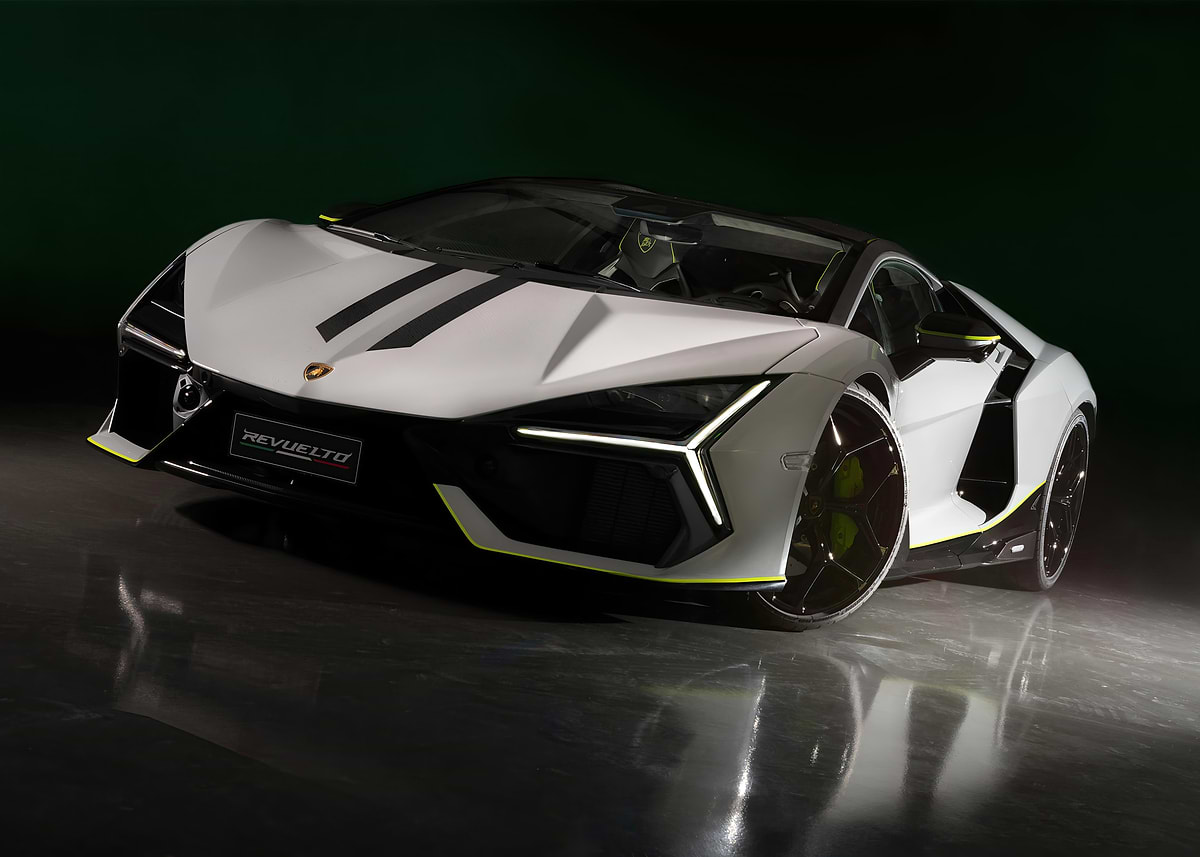 'Lamborghini Revuelto White Supercar' Poster, picture, metal print ...
