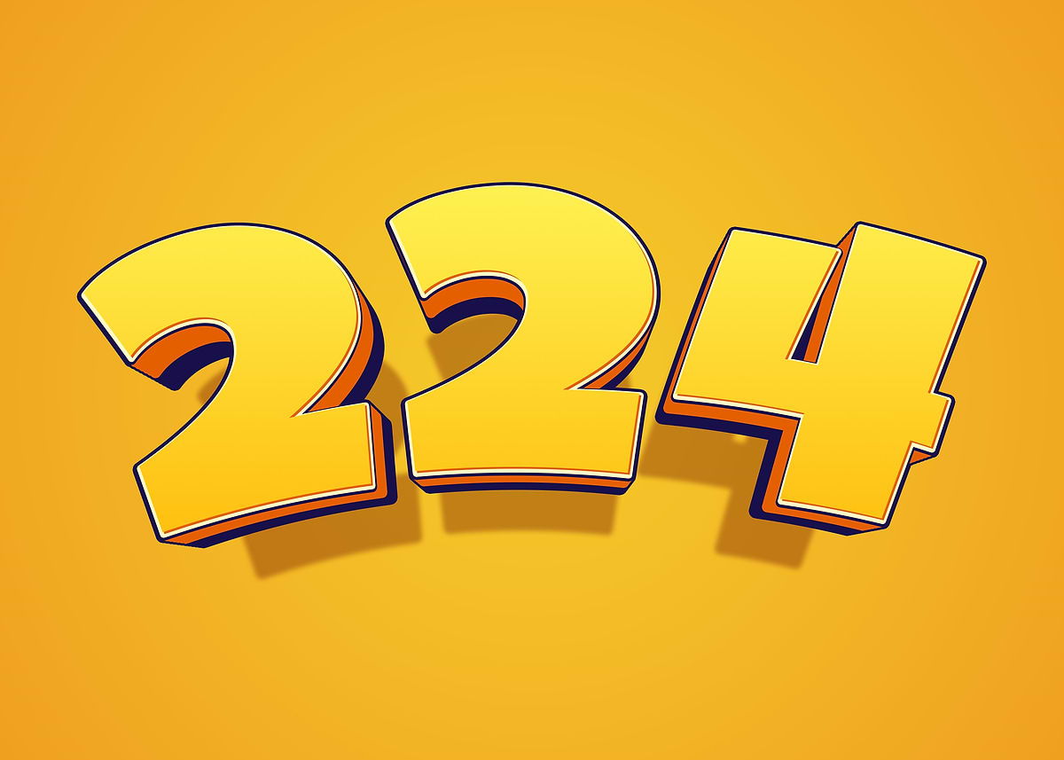 '3D Yellow Numbers 224' Poster, picture, metal print, paint by Ran Zty ...