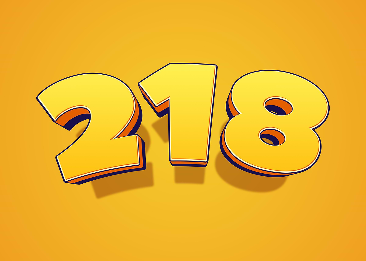 'Yellow 3D Numbers 218' Poster, picture, metal print, paint by Ran Zty ...