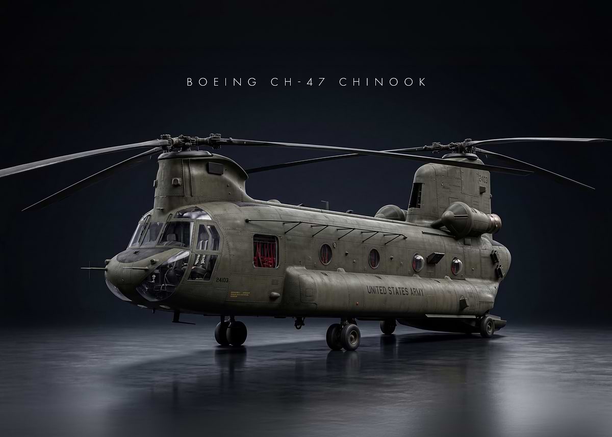 'Boeing CH-47 Chinook Helicopter' Poster, picture, metal print, paint ...