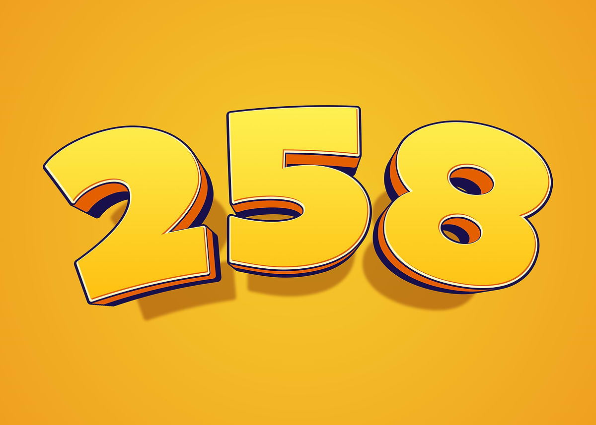 'Yellow 3D Numbers 258' Poster, picture, metal print, paint by Ran Zty ...