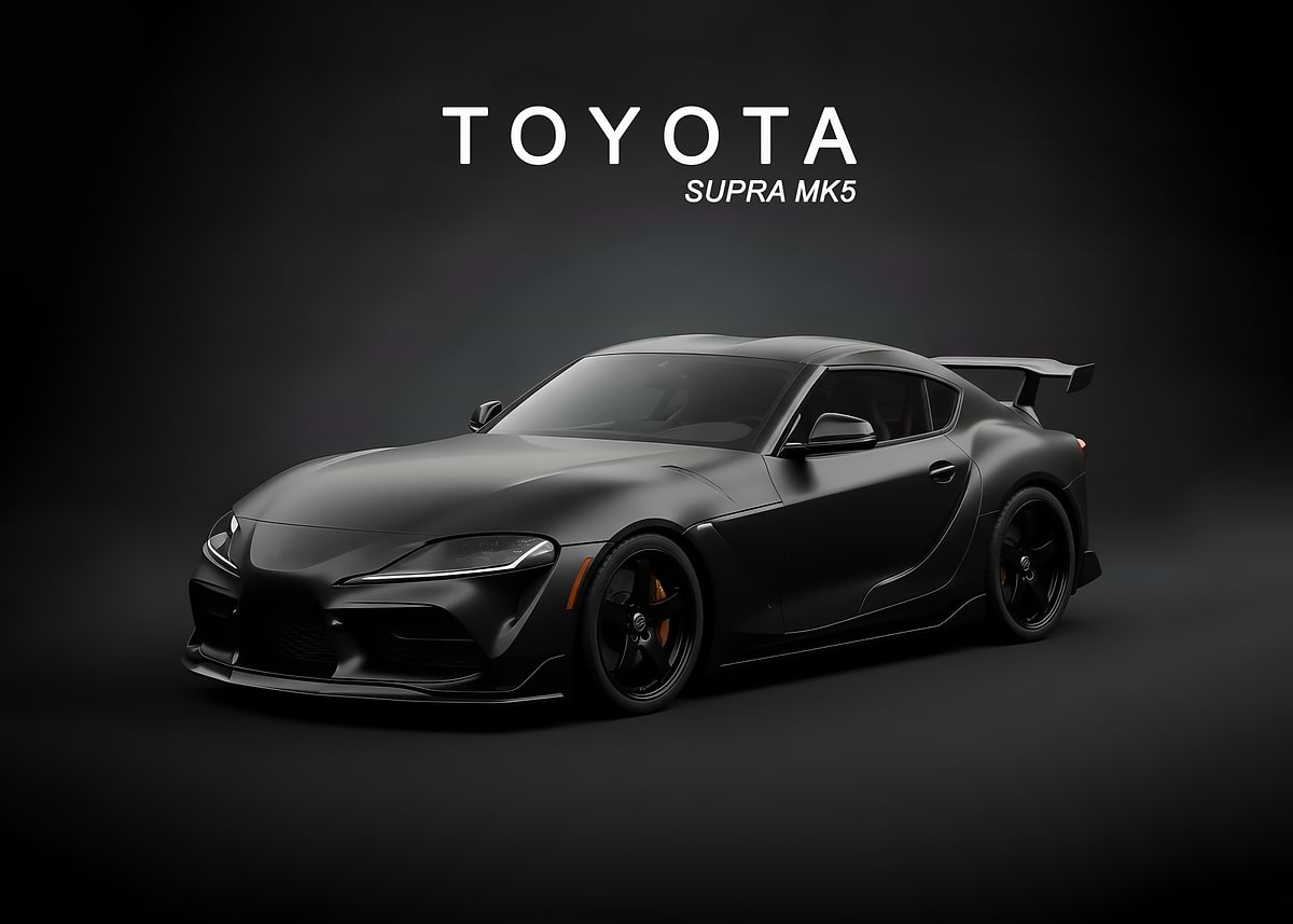 ' Toyota Supra MK5 Matte Black poster ' Poster, picture, metal print ...
