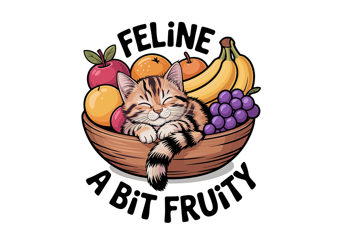'Feline A Bit Fruity Cat Illustration' Poster, picture, metal print ...