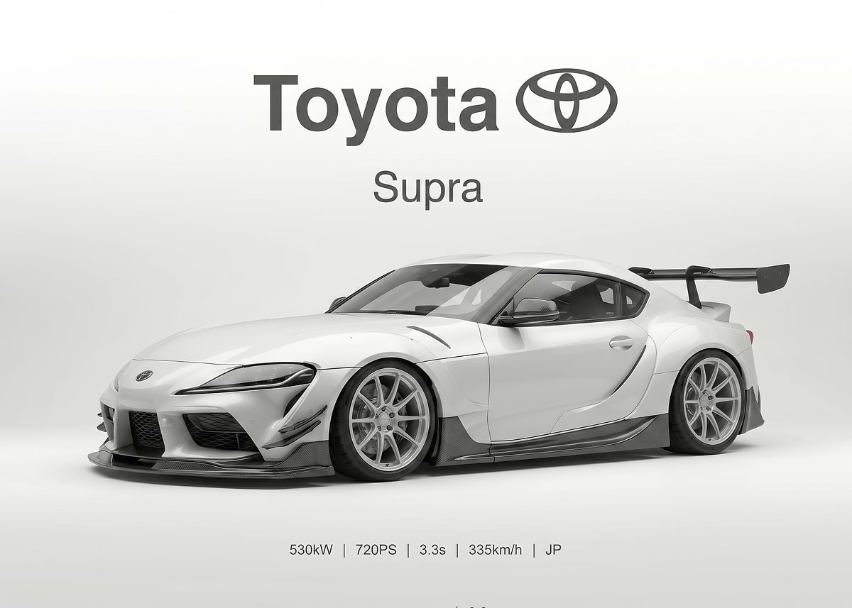 'white Toyota Supra Performance Specs' Poster, picture, metal print ...
