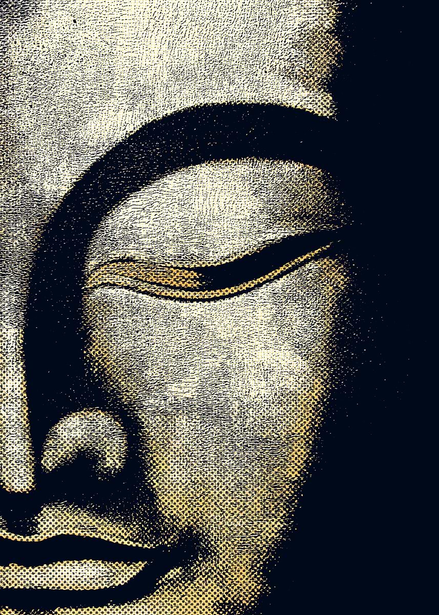 'buddha face photo with tex' Poster, picture, metal print, paint by ...