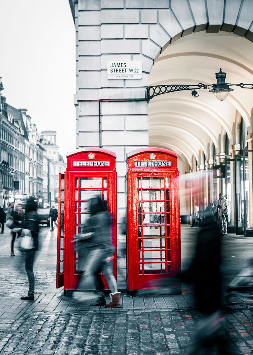 'Red telephone box' Poster, picture, metal print, paint by ND Studio ...