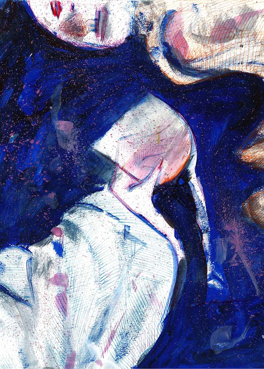 'Half Face Blue' Poster, picture, metal print, paint by Clelia Catalano ...