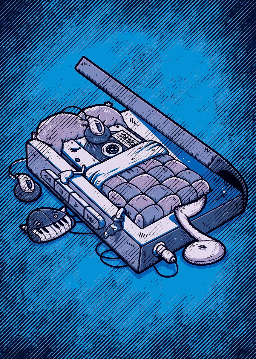 'Tape Nap' Poster, picture, metal print, paint by Q Artwork | Displate