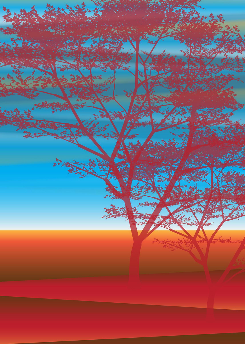 'Red Tree' Poster, picture, metal print, paint by Ramon J Butler ...