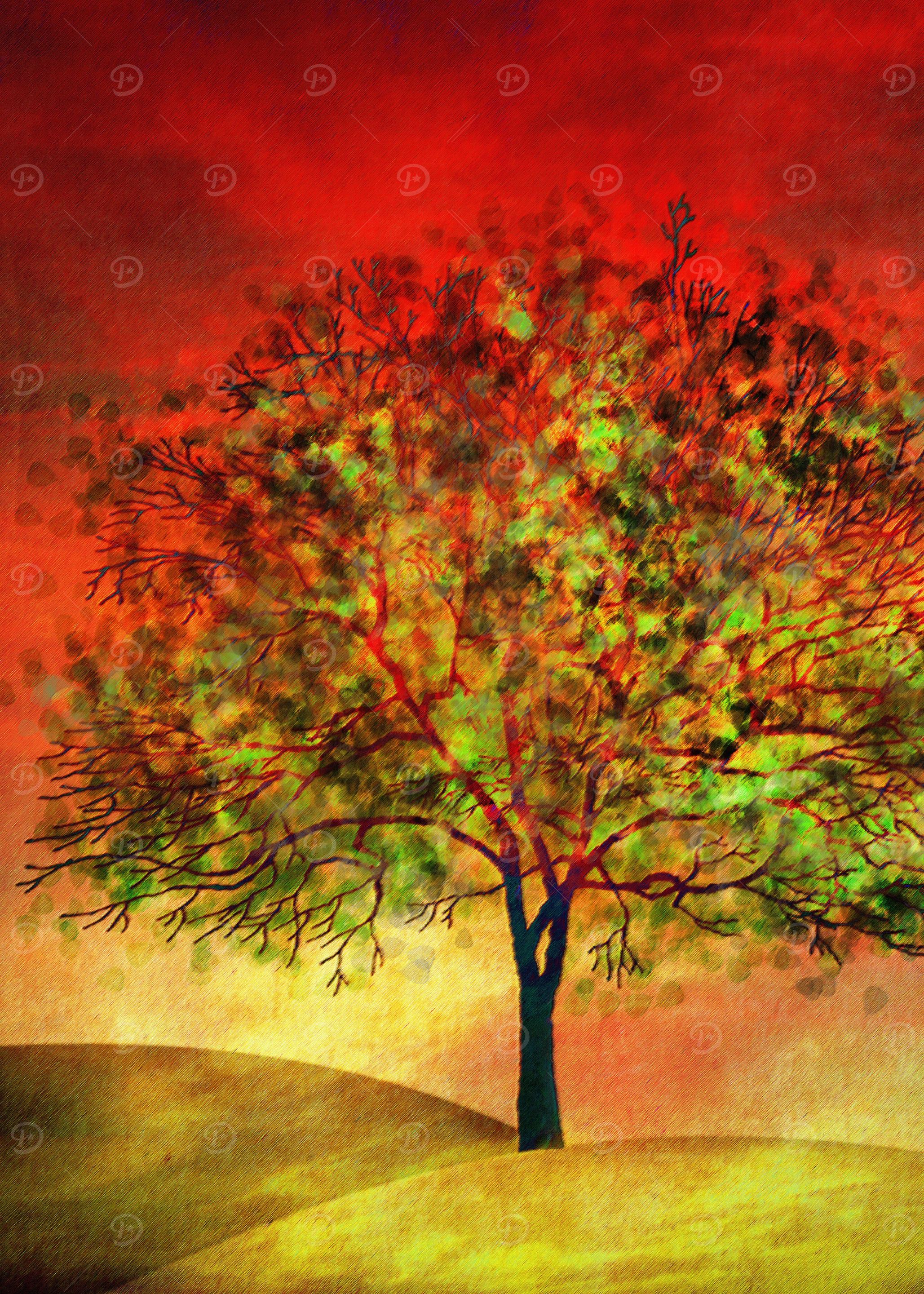 'Tree at Sunset' Poster, picture, metal print, paint by Klara Acel ...