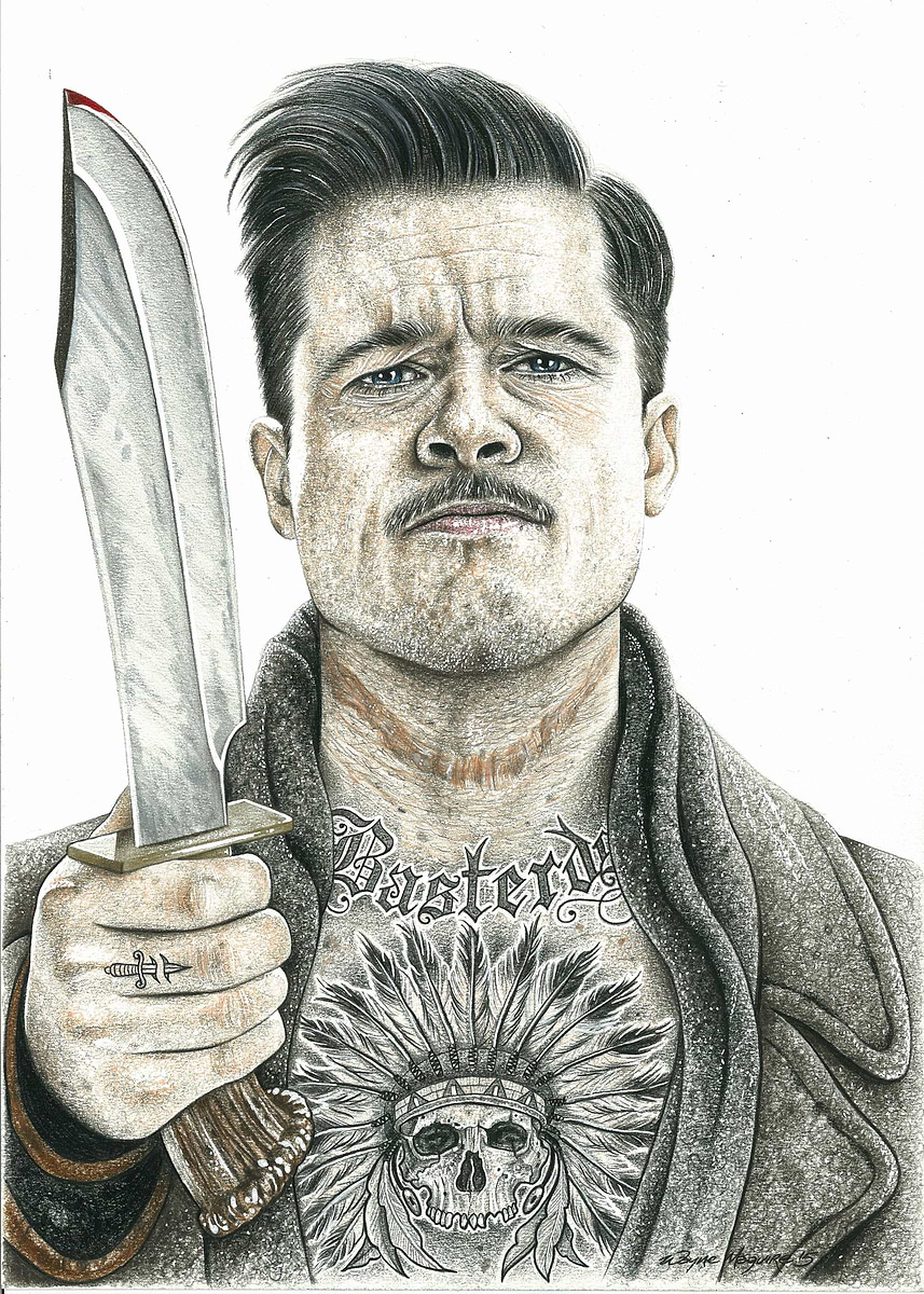 'Aldo Raine inked' Poster, picture, metal print, paint by Wayne Maguire ...