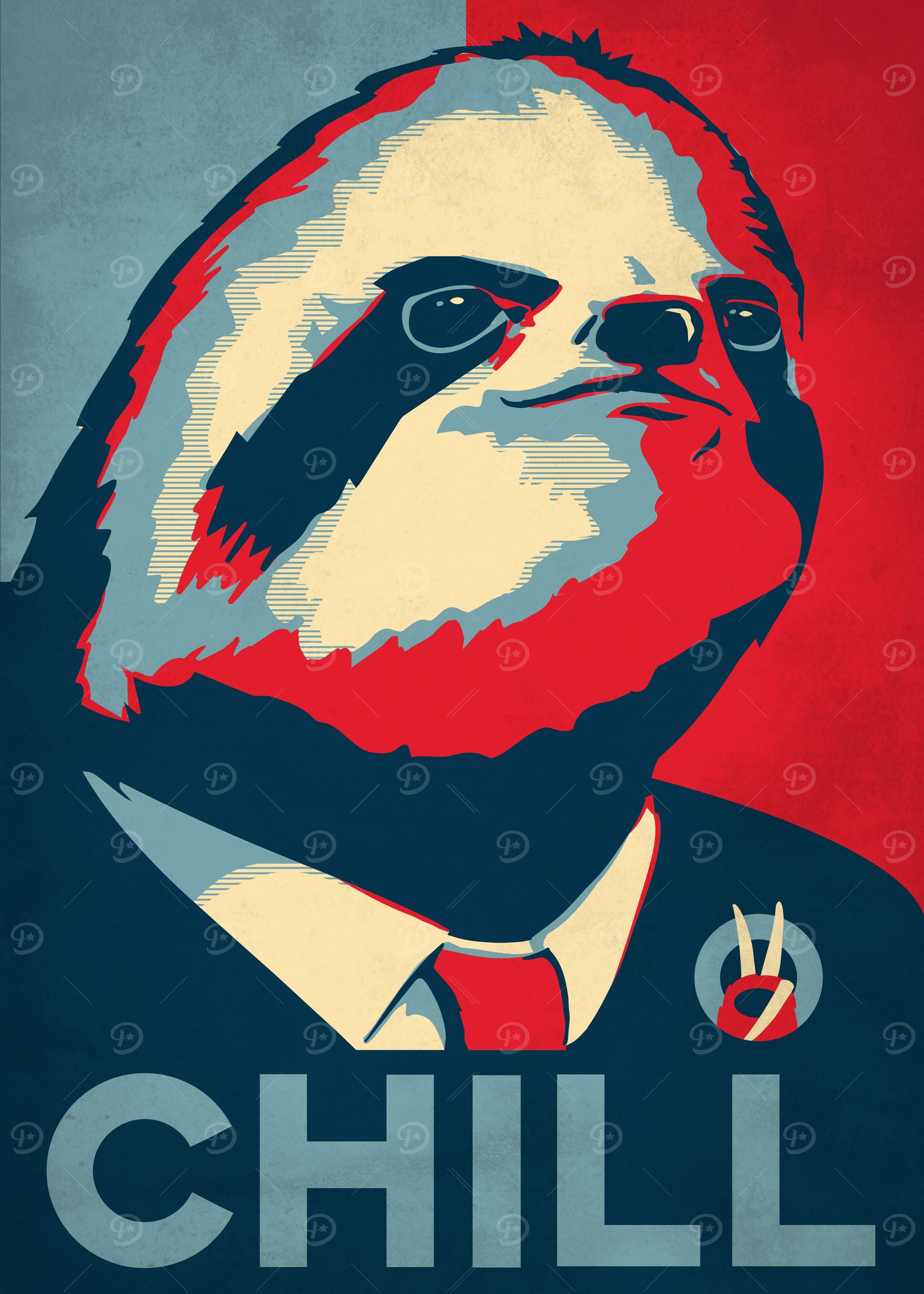 'Sloth For President' Poster, picture, metal print, paint by Grant ...