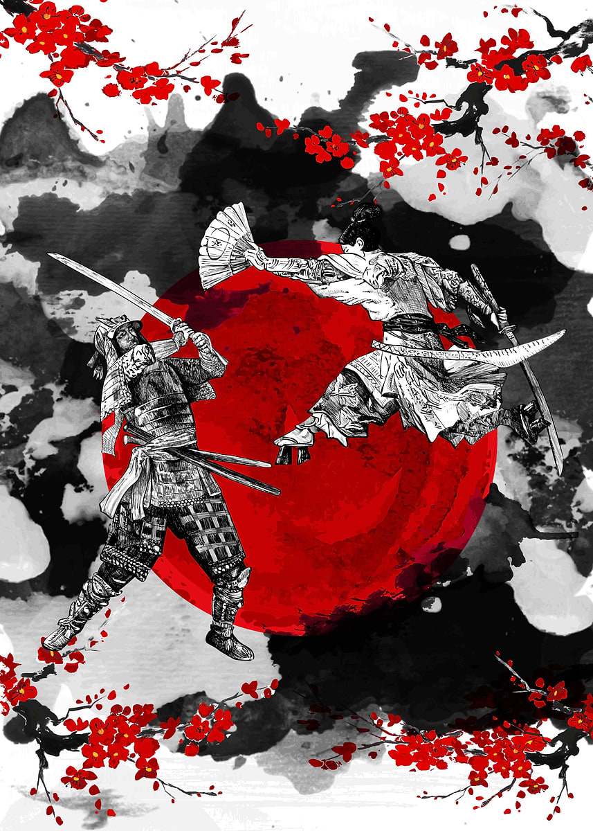 'Samurai Fighting' Poster, picture, metal print, paint by Cornel Vlad ...