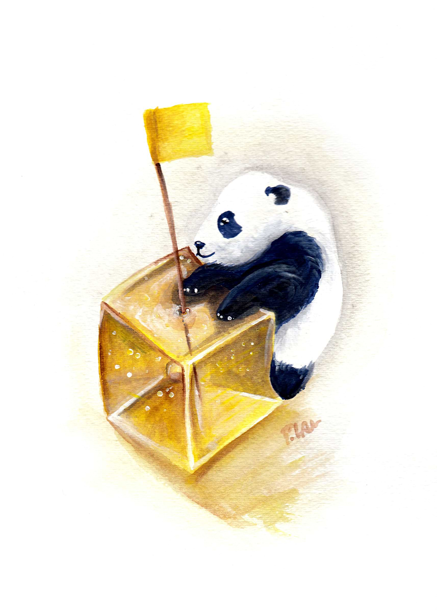 'Yellow jello panda' Poster, picture, metal print, paint by Patrick Lau ...