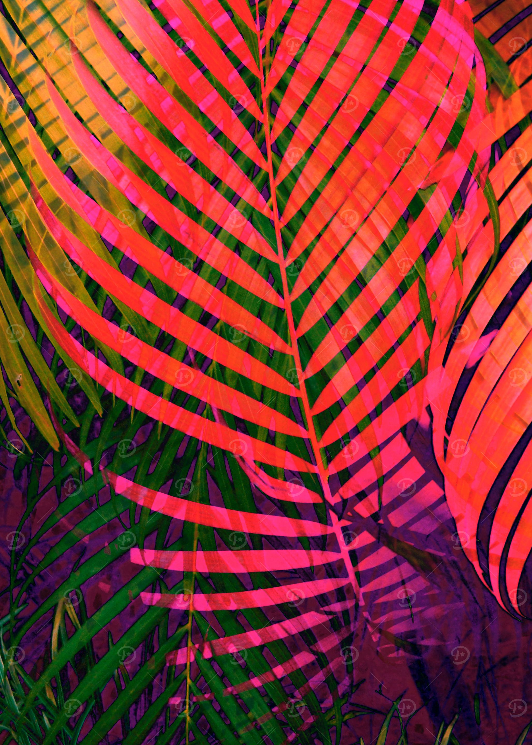'COLORFUL TROPICAL LEAVES no6' Poster, picture, metal print, paint by ...