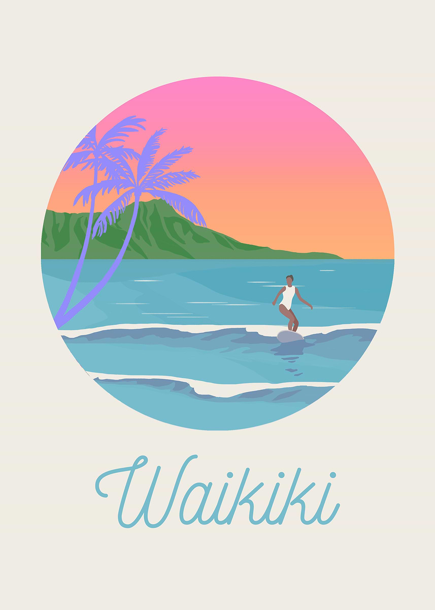 'Waikiki Illustration' Poster, picture, metal print, paint by hyun lee ...