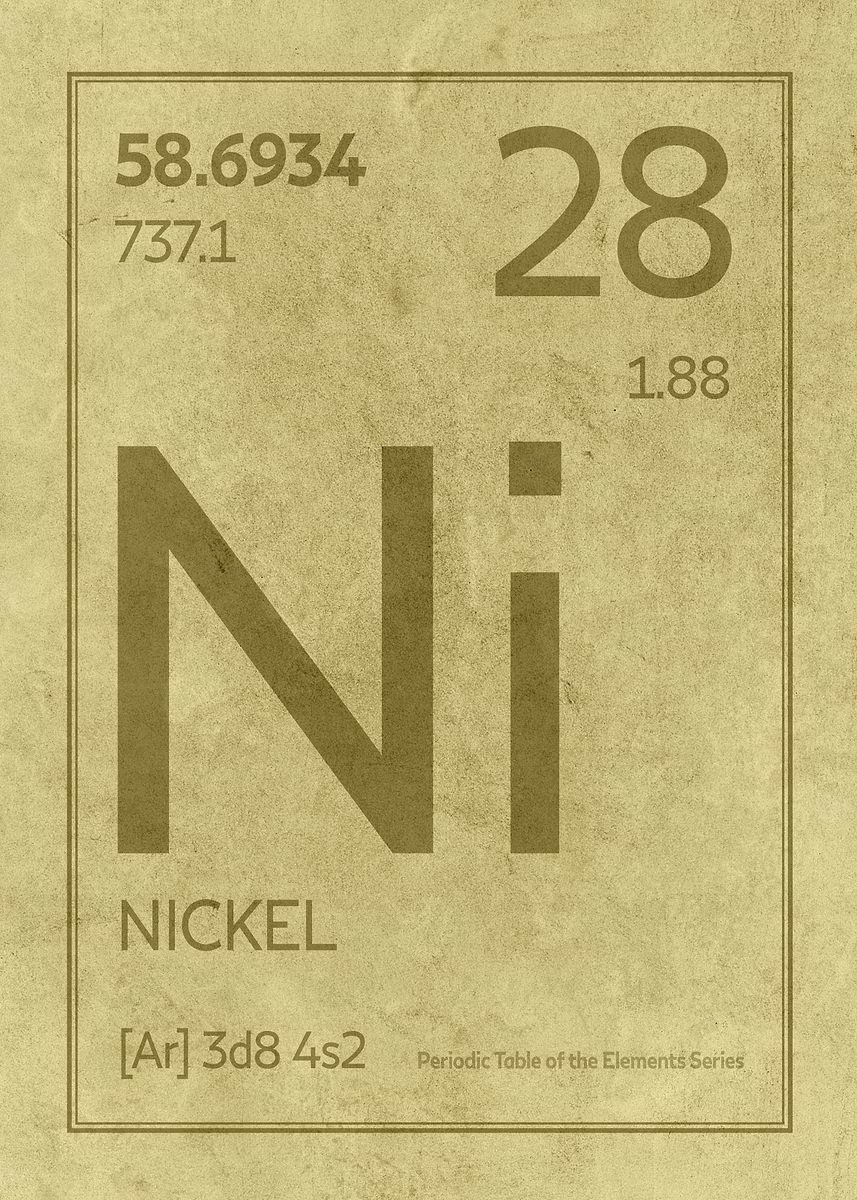 'Nickel Chemical Symbol' Poster, picture, metal print, paint by Design ...